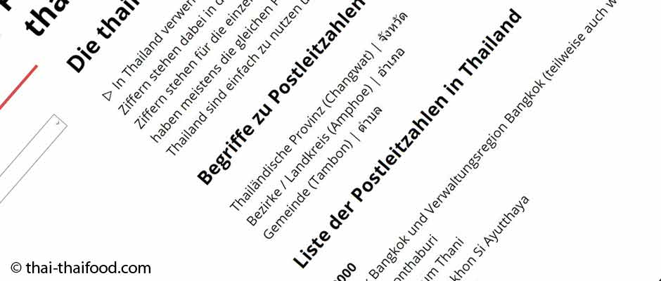Postleitzahlen in Thailand - Aufbau der Adresse - THAI23